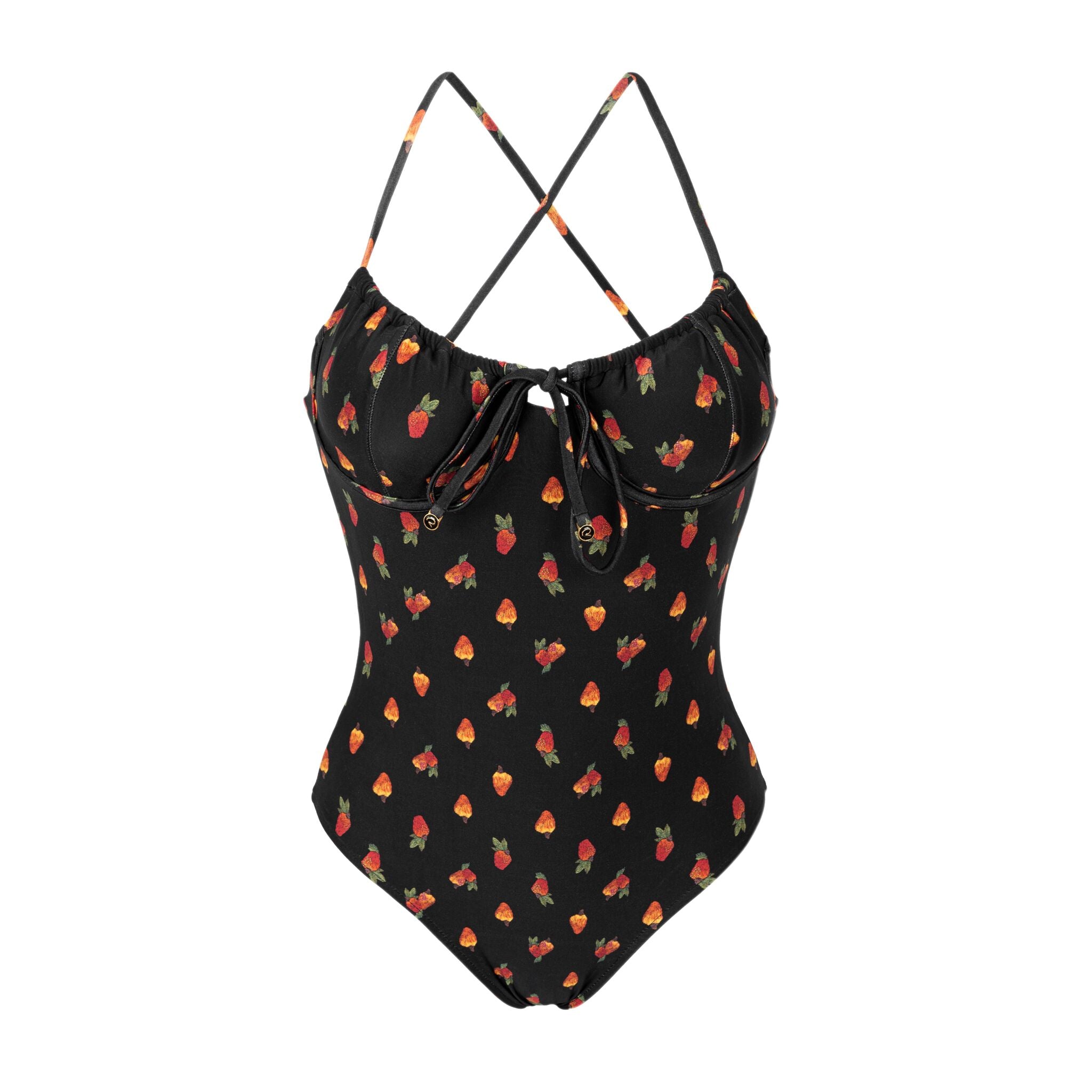 Rio de Sol Cashew Julia: Patterned One-Piece Swimsuit - Black ...