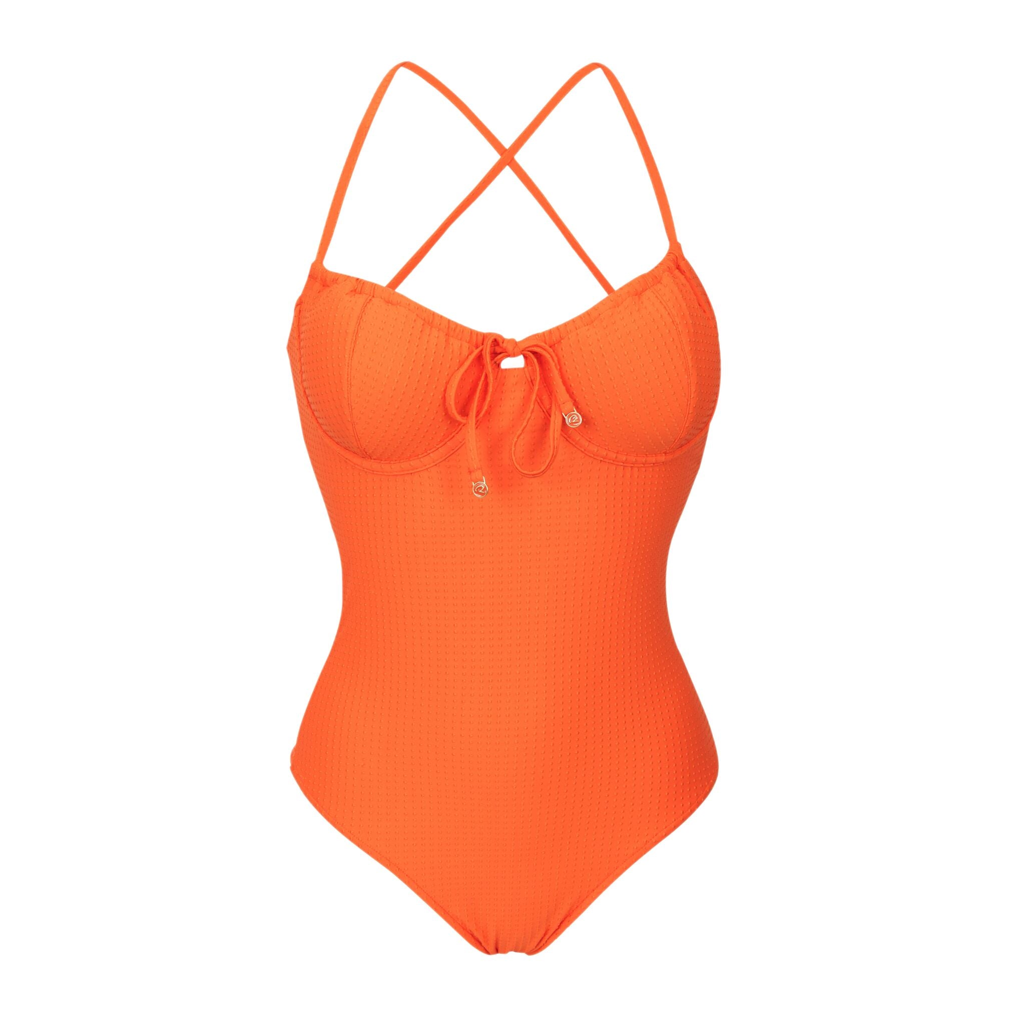 Rio de Sol Dots-Orange Julia One-Piece: Brazilian Coverage, UPF 50 ...